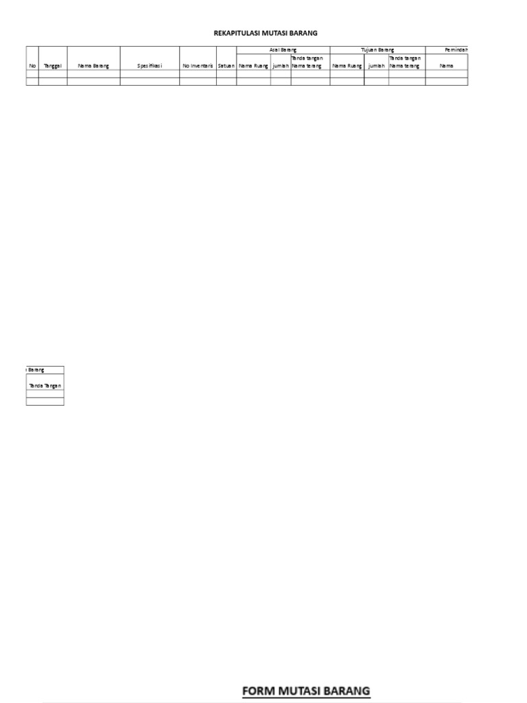 Form Mutasi Barang | PDF