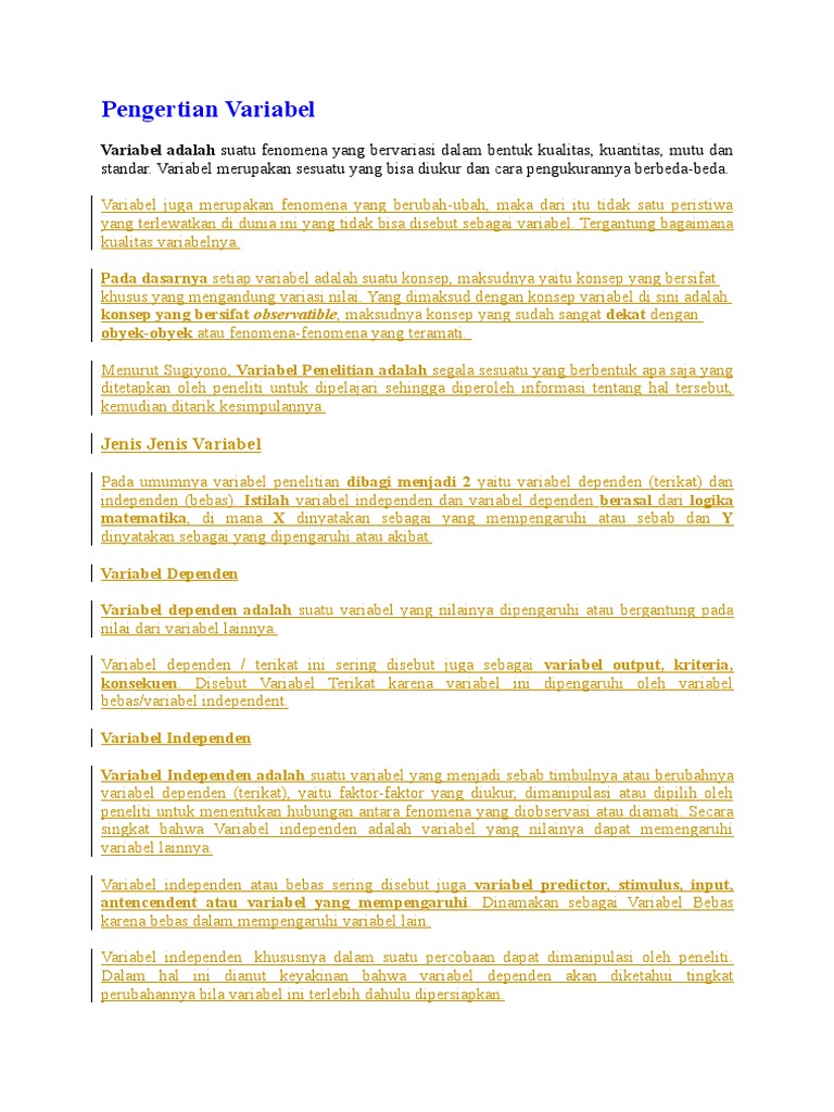Pengertian Variabel | PDF | Sains & Matematika