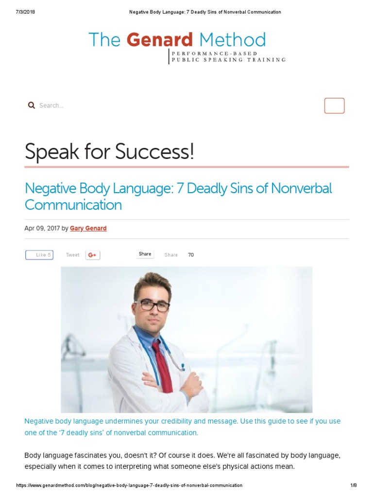 Negative Body Language_ 7 Deadly Sins of Nonverbal Communication | Body ...