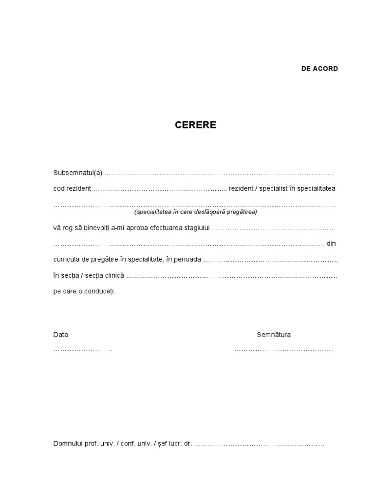 Cerere Rotatie Stagiu | PDF