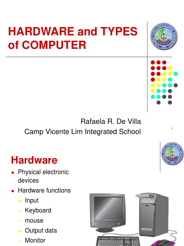 Hardware and Types of Computer: Rafaela R. de Villa Camp Vicente Lim Integrated School | PDF ...