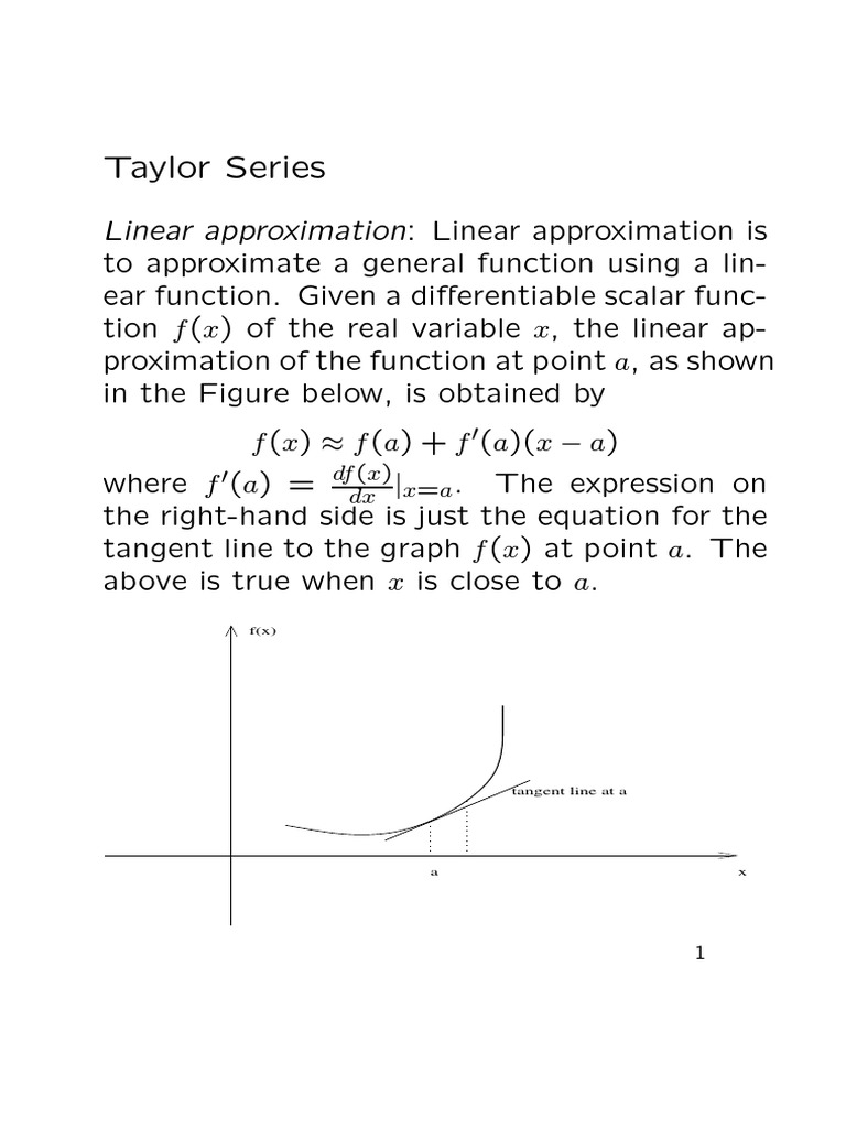 Taylor Series: DF (X) DX X A | PDF | Derivative | Tangent