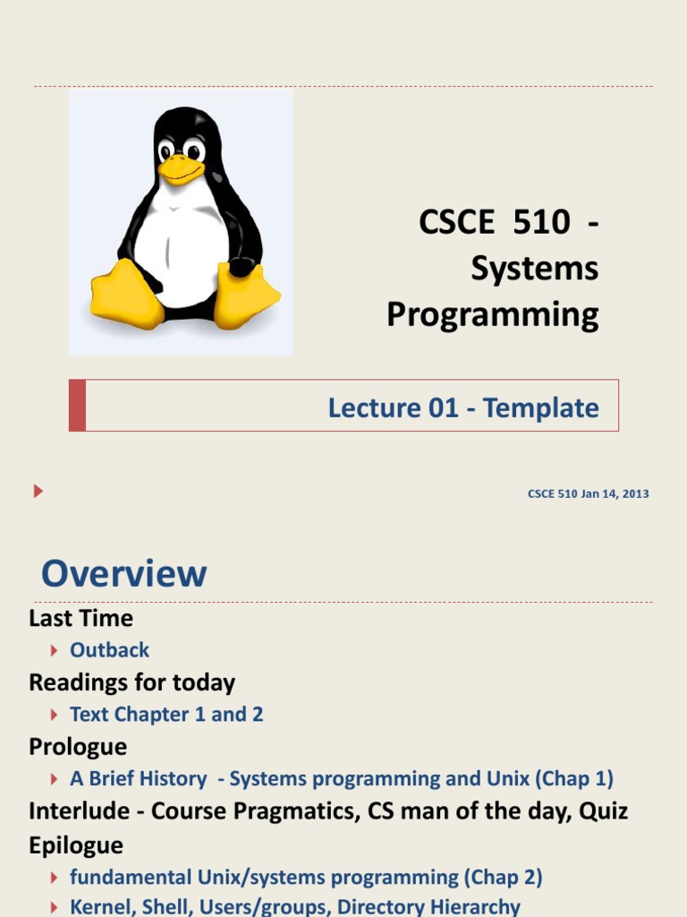 510lec01 Overview | PDF | Unix | Berkeley Software Distribution