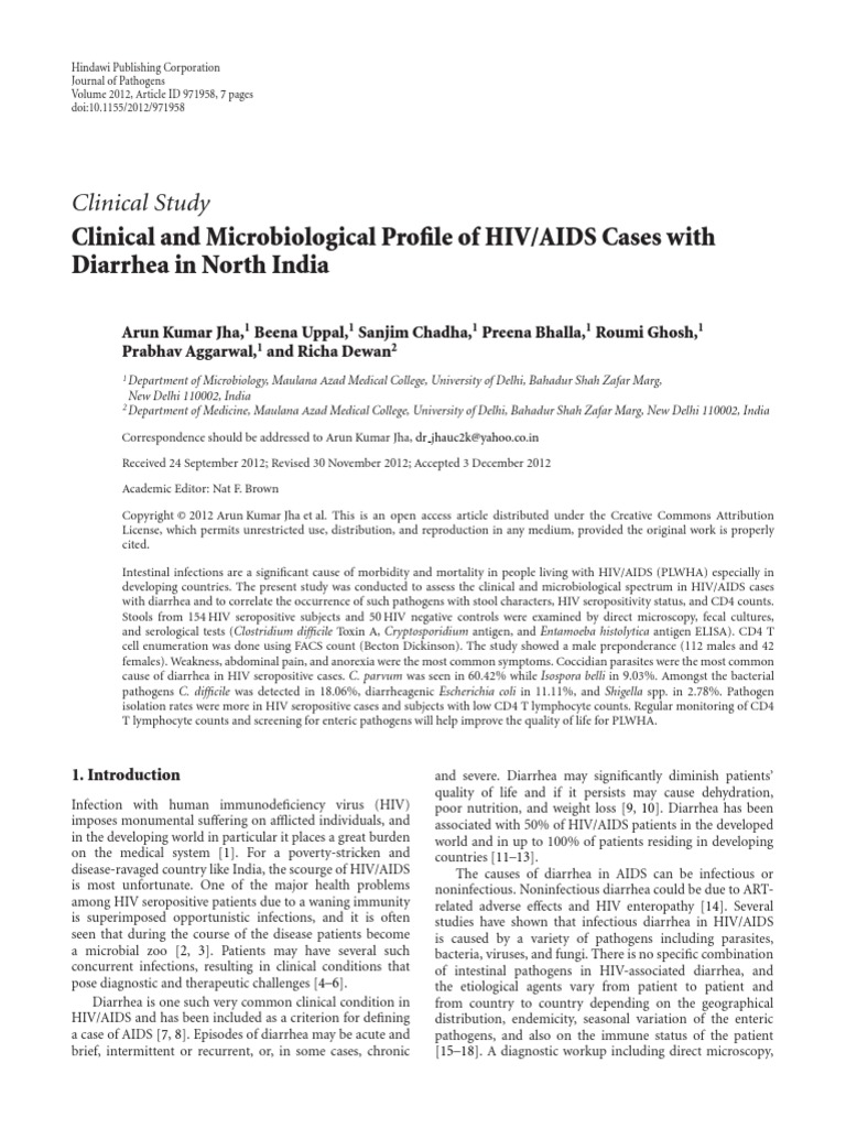 Clinical Study: Clinical and Microbiological Profile of HIV/AIDS Cases ...