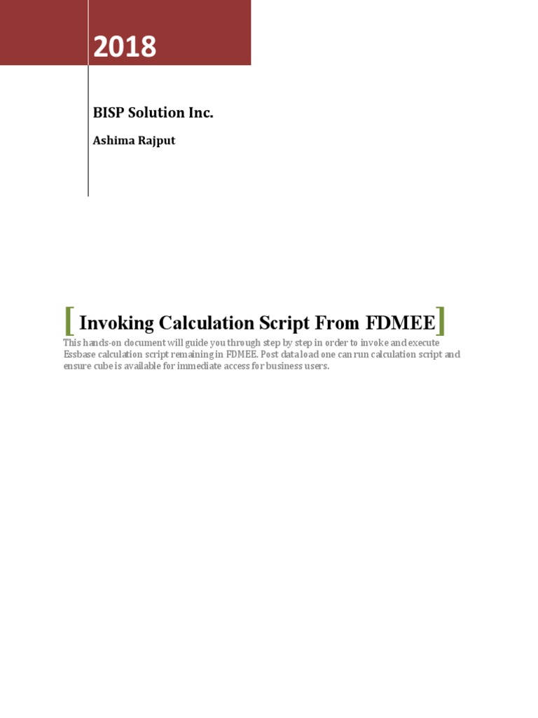 FDMEE Invoking Essbase Calculation Script | PDF | Data Management | Computer Data
