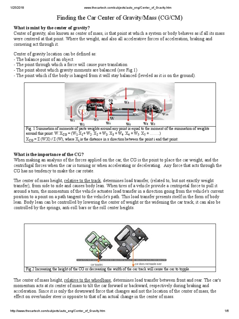 Car Center of Gravity Guide | PDF | Center Of Mass | Motion (Physics)