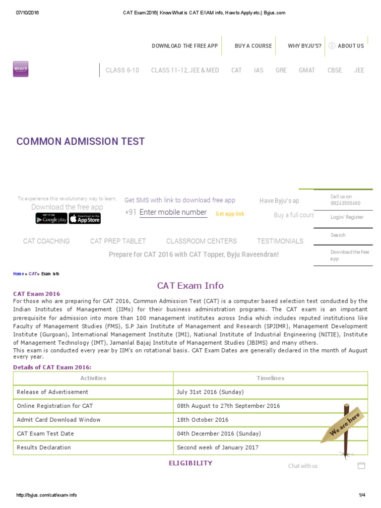 CAT Exam 2016 - Know What Is CAT EXAM Info, How To Apply Etc. - Byjus ...