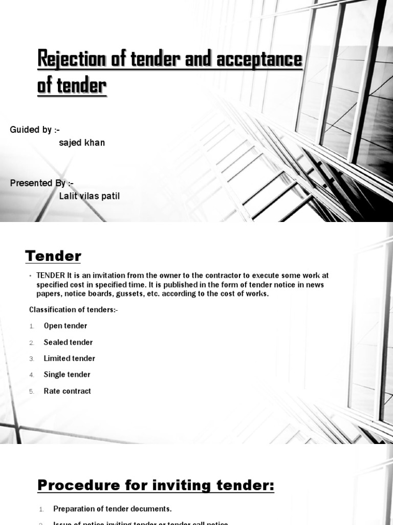 Rejection of Tender and Acceptance of Tender | PDF | Government | Business