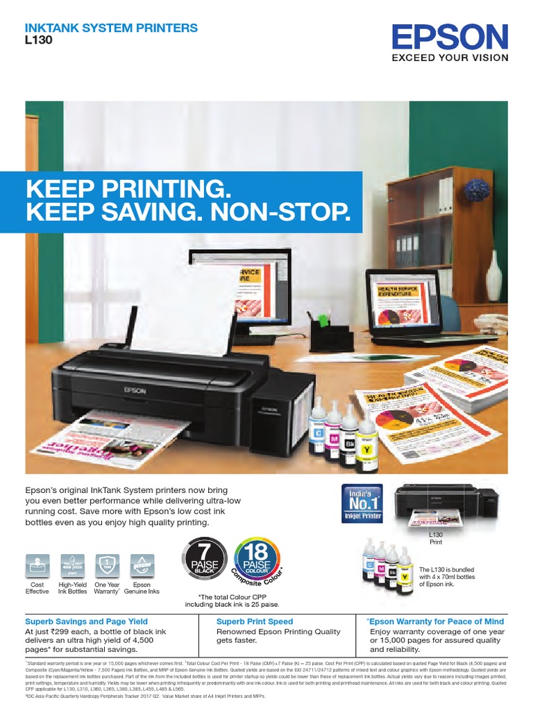 Epson L130 Brochure | PDF | Printer (Computing) | Image Scanner