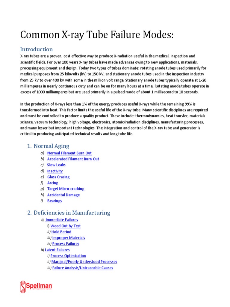 Common X Ray Tube Failure Modes | PDF | Vacuum Tube | Incandescent ...