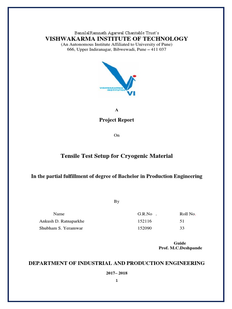 Vishwakarma Institute of Technology: Project Report | PDF | Science And ...
