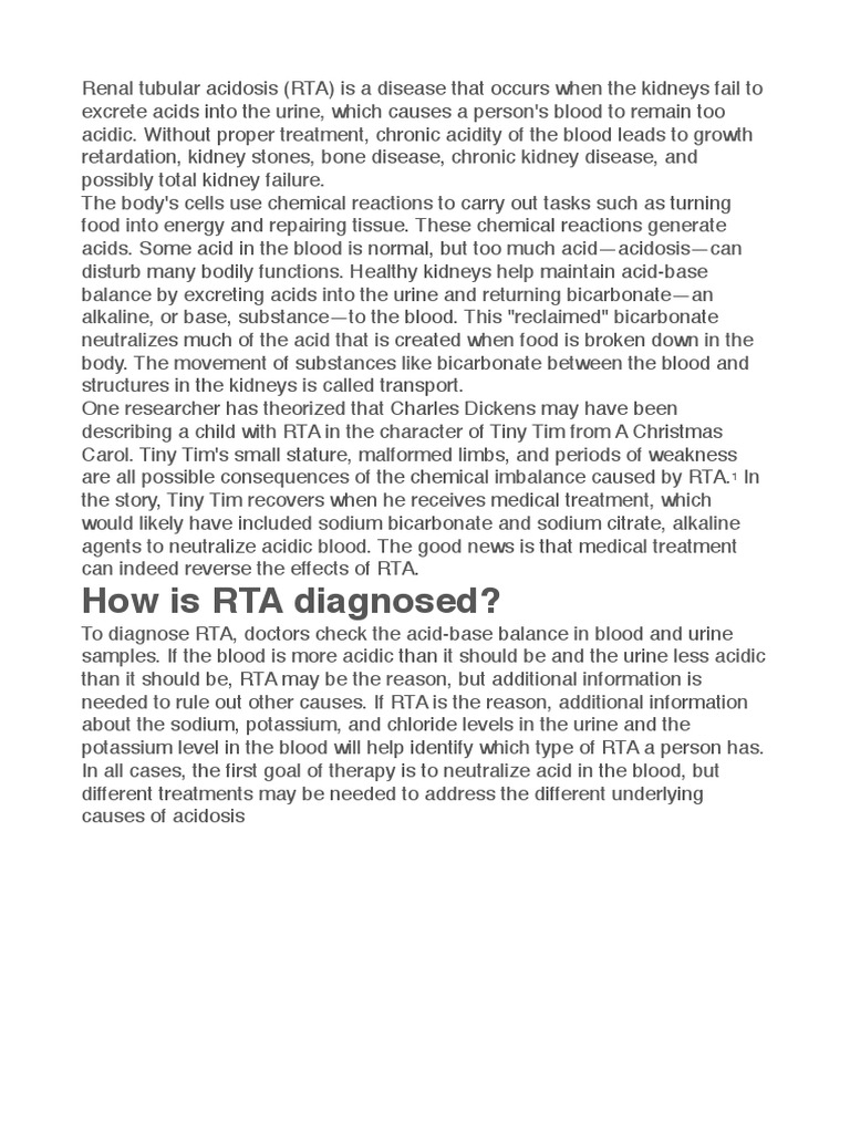 How Is RTA Diagnosed? | PDF