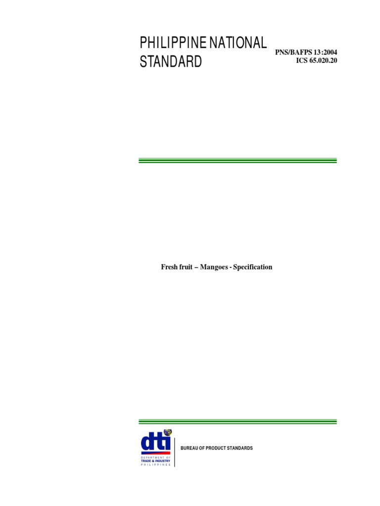 Pns Bafps 13 2004 Mangoes | PDF | Mango | Cadmium