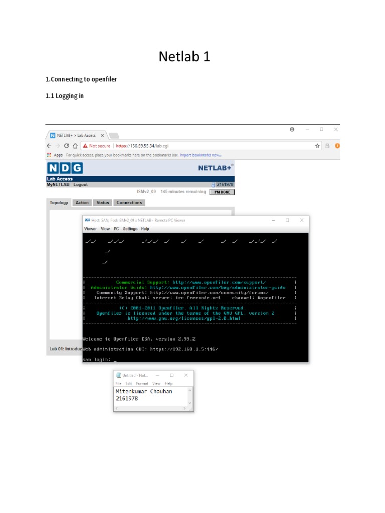 Netlab 1: 1.connecting To Openfiler 1.1 Logging in | PDF | Computer ...
