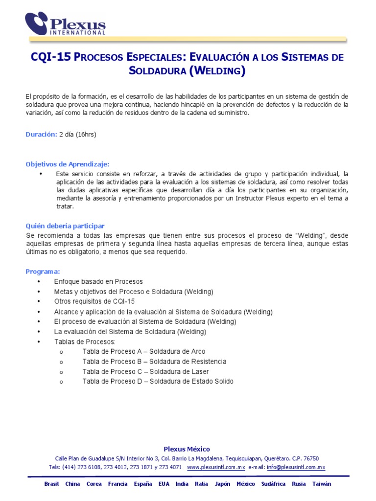 Temario - CQI-15 | PDF