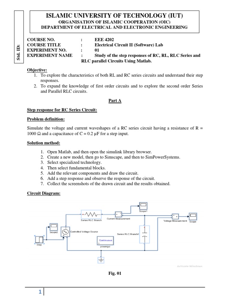 Analysis of First and Second Order Circuits Using MATLAB Simulink: Exploring the Step Responses ...