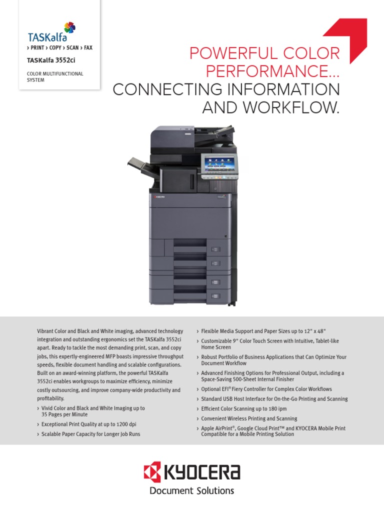 TASKalfa 3552ci Spec Sheet | PDF | Fax | Image Scanner
