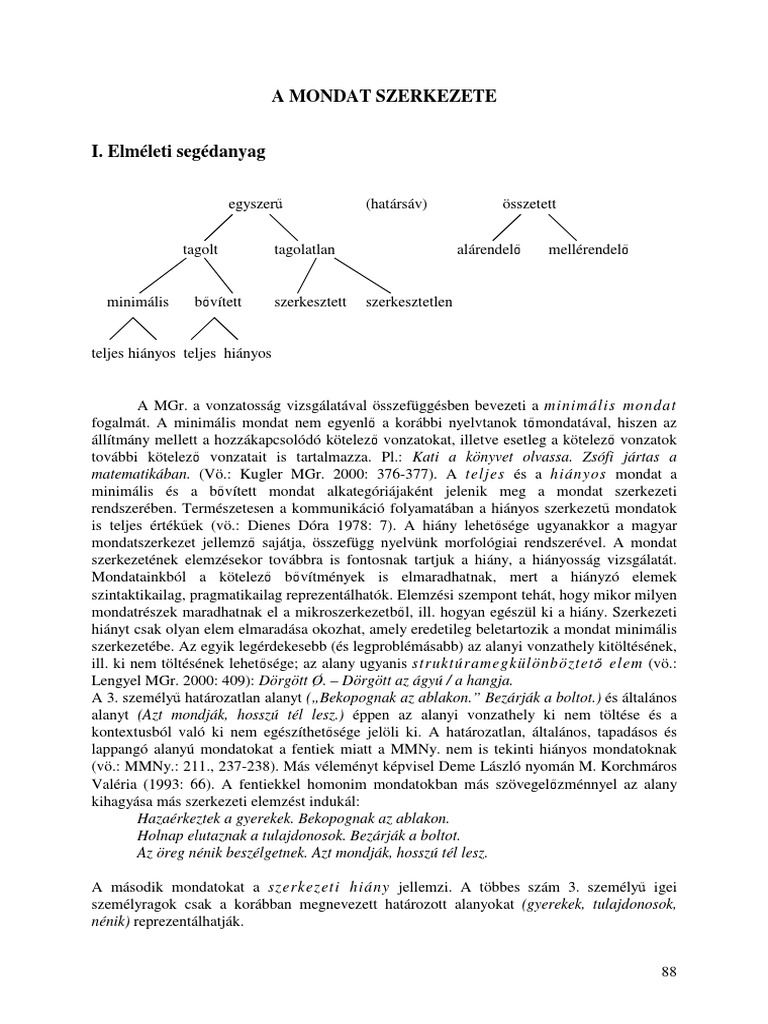 Mondat Szerkezete | PDF