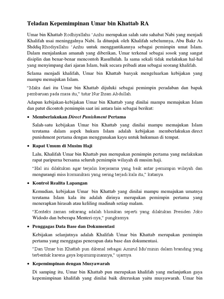 Keteladanan Umar Bin Khattab Pdf