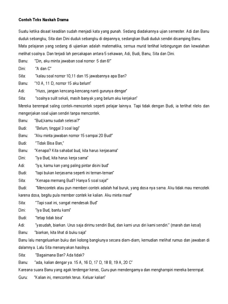 Contoh Teks Naskah Drama | PDF | Puisi