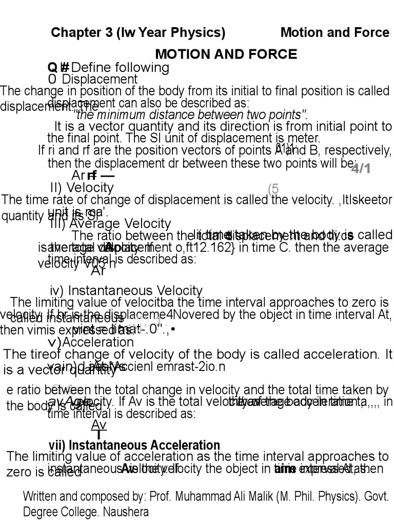 Physics Questions 3 | PDF | Velocity | Displacement (Vector)