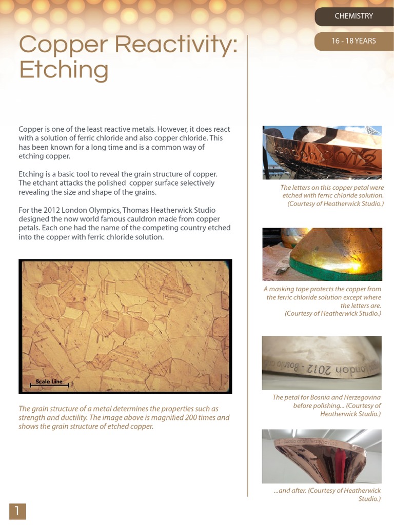 Copper Reactivity: Etching: Chemistry | PDF | Printed Circuit Board ...