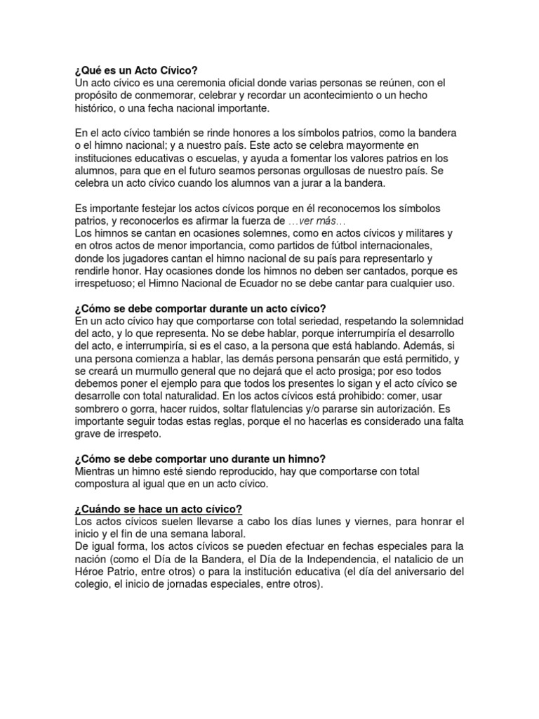 Qué Es Un Acto Cívico | PDF | Bandera