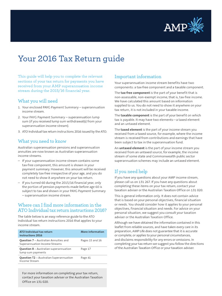 Your 2016 Tax Return Guide: Important Information | PDF | Pension ...