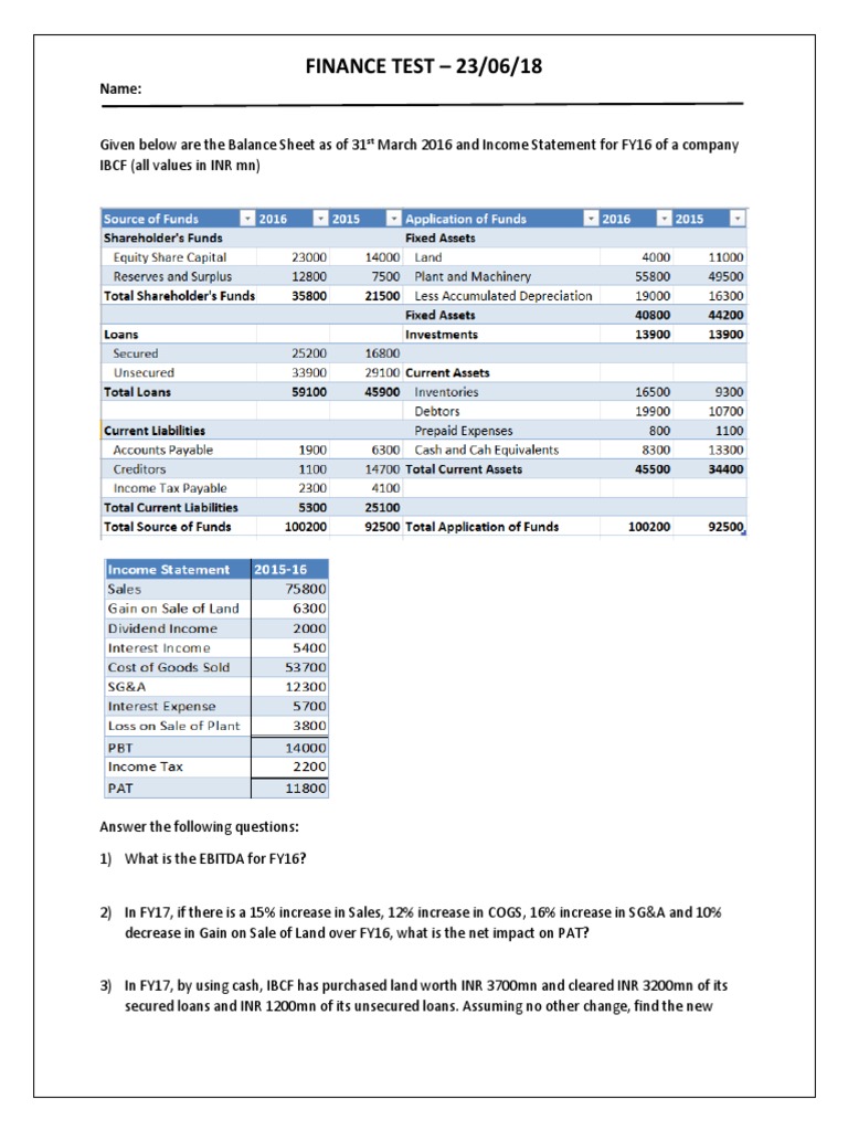 Induction Test | PDF | Balance Sheet | Financial Economics