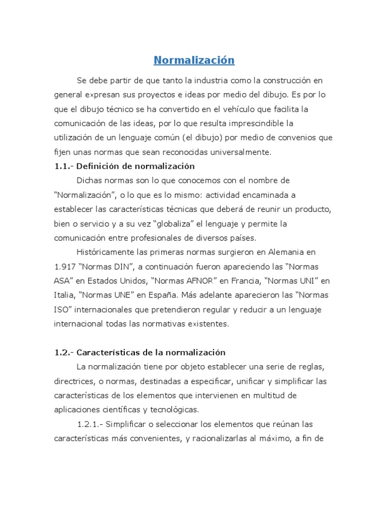 Normalización-Definición y Características | PDF