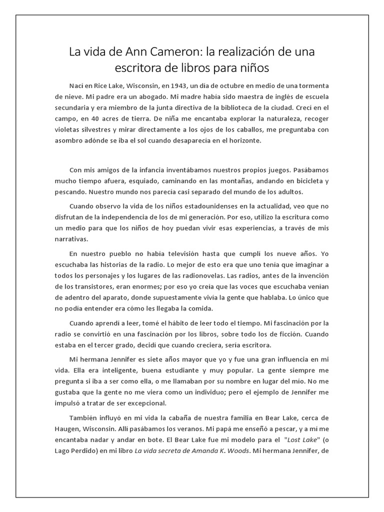 La Vida de Ann Cameron | PDF | Guatemala | Bibliotecas