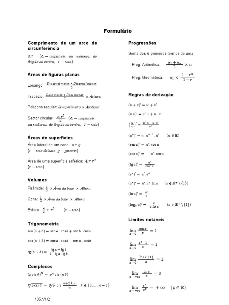 Formulário 12º Matemática