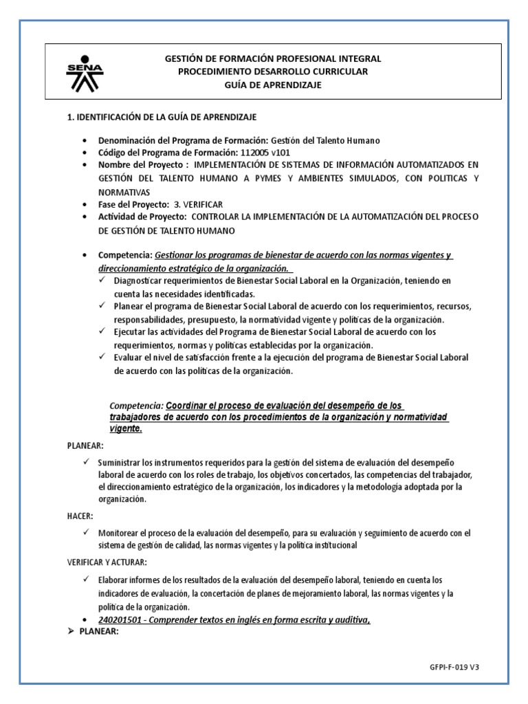 GFPI-F-019 Formato Guia de Aprendizaje 69217 | PDF | Bienestar | Evaluación