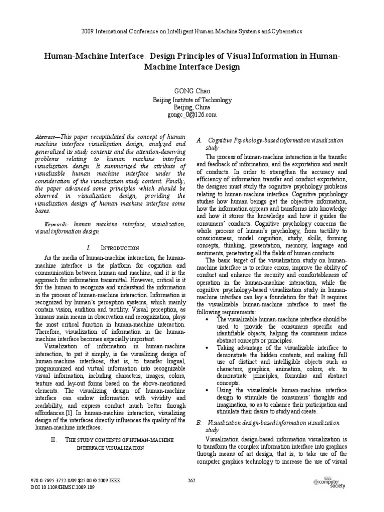 Human-Machine Interface-Design Principles of Visual Information in HumanMachine | PDF | User ...