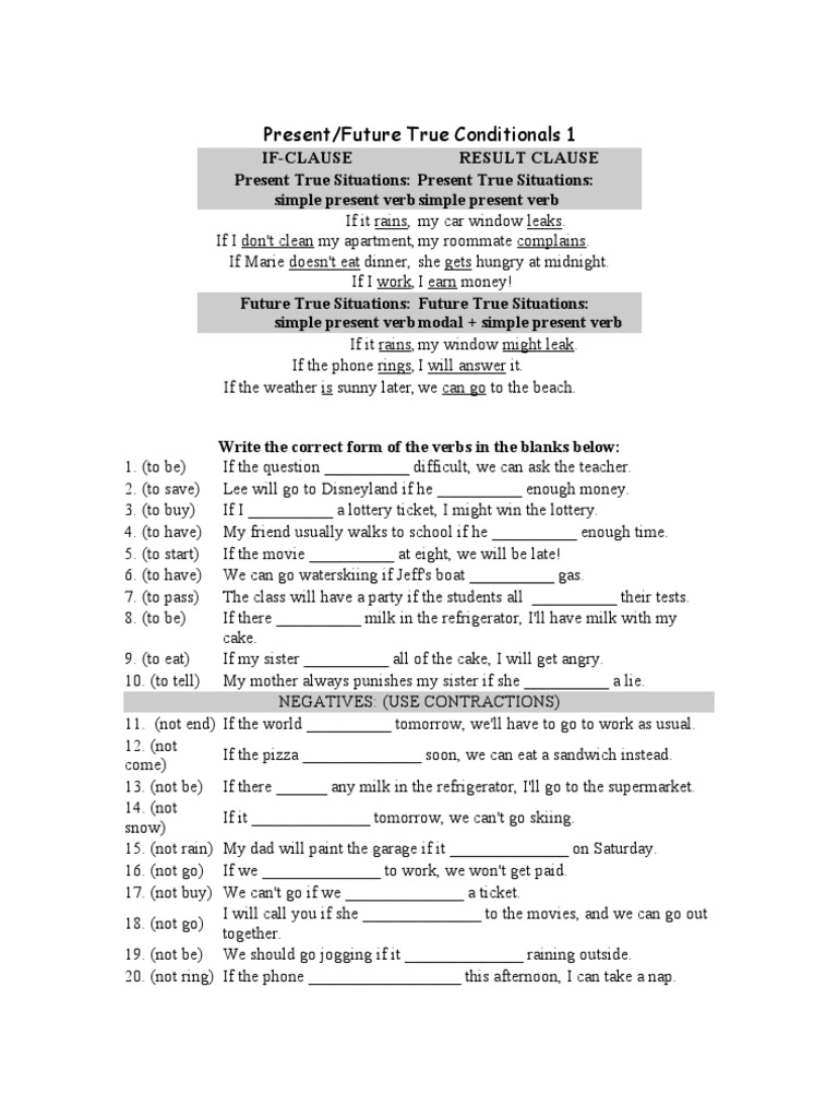 Present-Future True Conditionals | PDF | Verb | Morphology