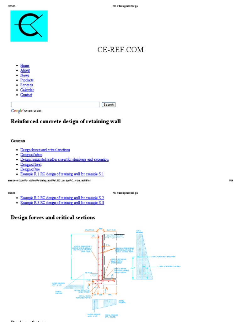 RC Retaining Wall Design | PDF | Mechanical Engineering | Building ...