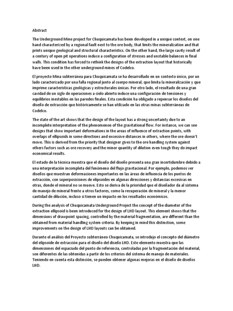 Design of Extraction Layout For The Chuquicamata Underground Mine ...