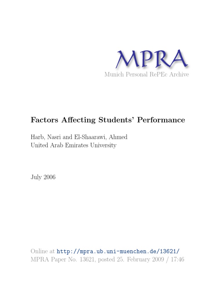 Factors Affecting Students' Performance | PDF | United Arab Emirates ...