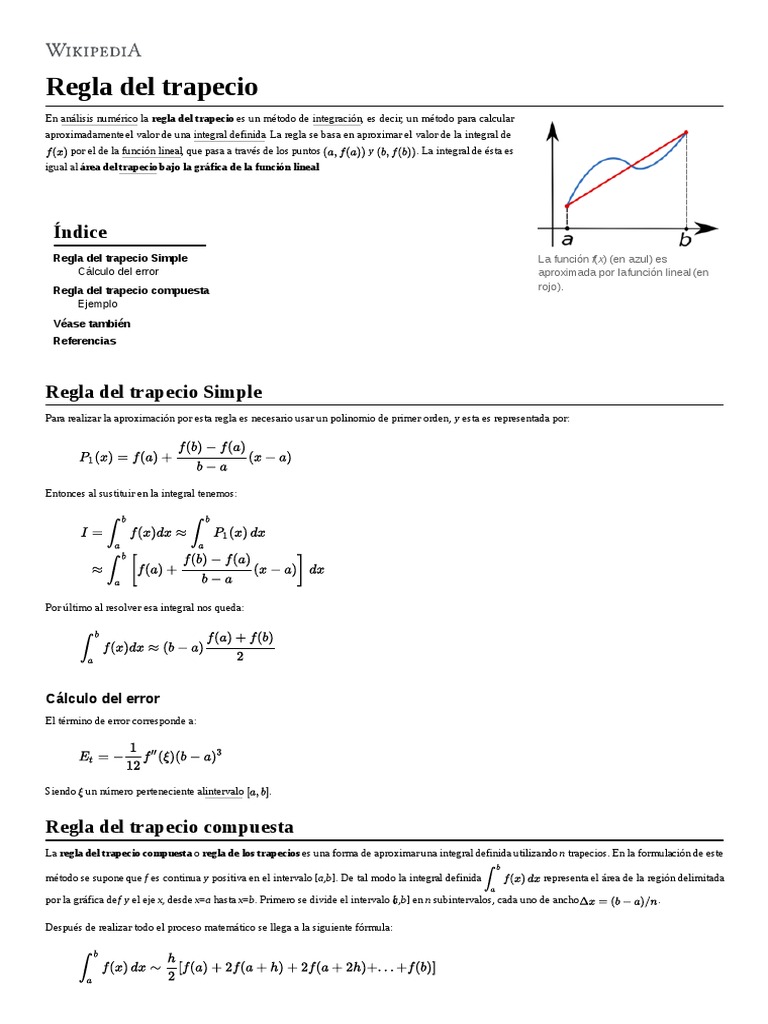 Regla Del Trapecio | PDF | Integral | Análisis