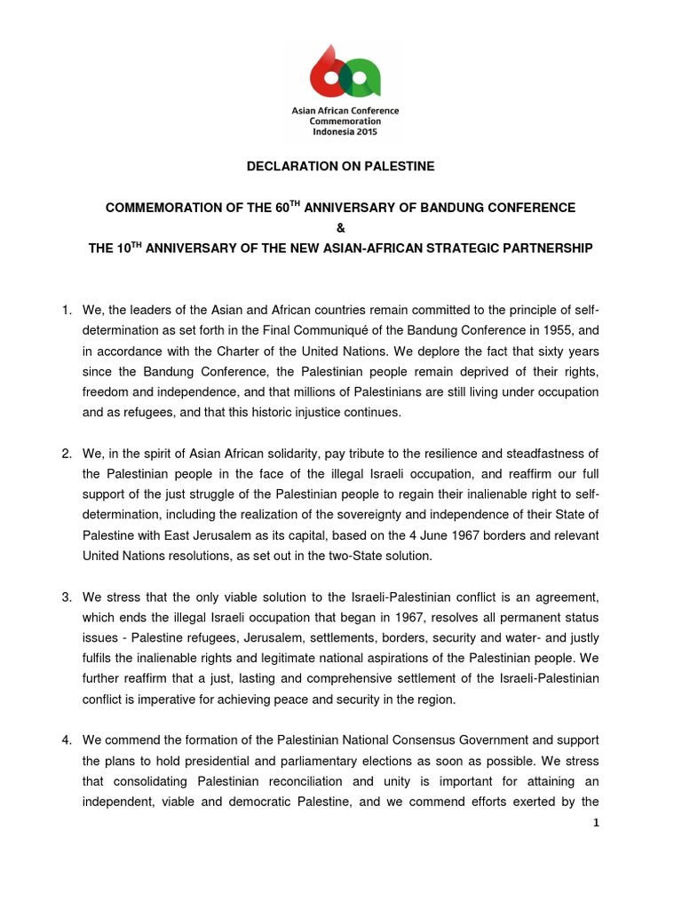 Declaration On Palestine - FINAL | PDF | Palestinian Territories ...