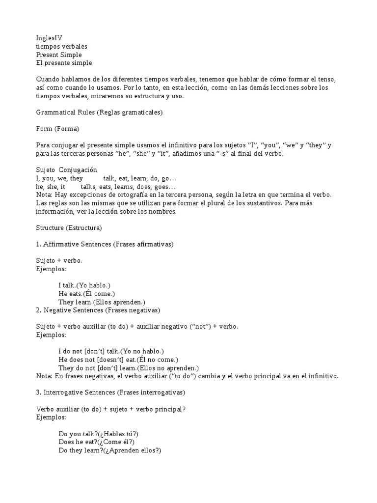 Resumen de Ingles | PDF | Verbo | Asunto (gramática)