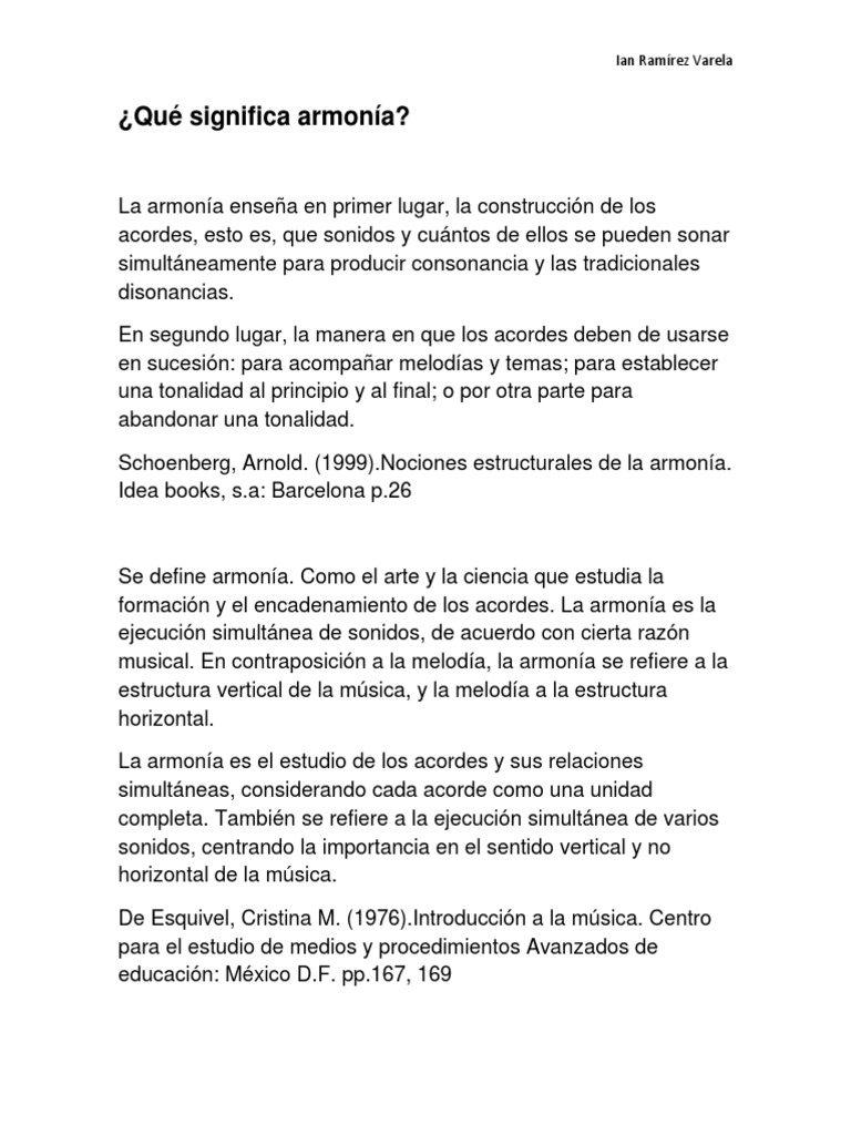 Definición y significado de armonía | PDF | Armonía | Acorde (Música)