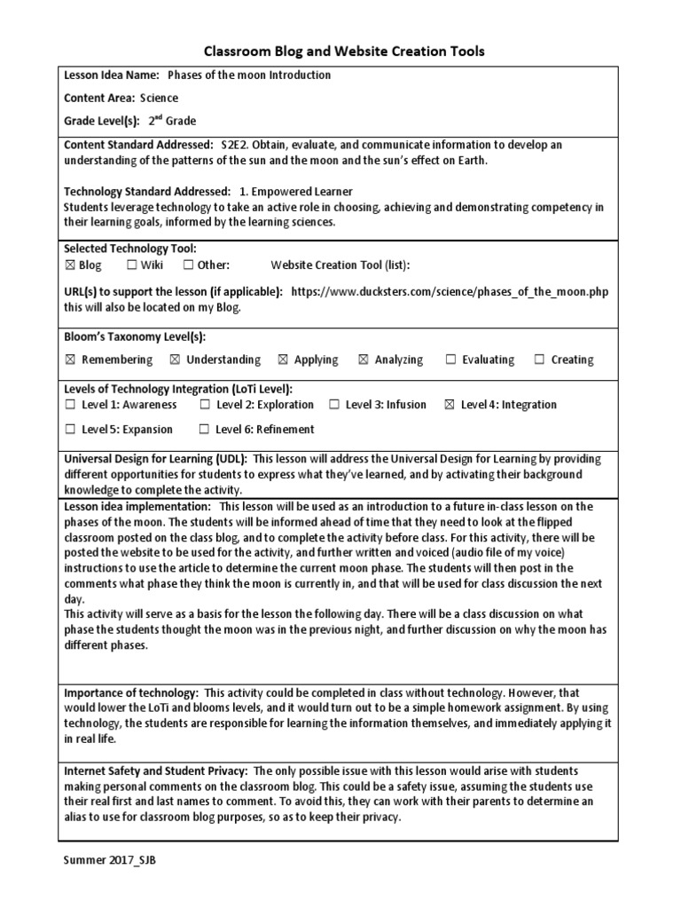 07 Classroom Blog Lesson Idea Template | PDF | Applied Psychology ...