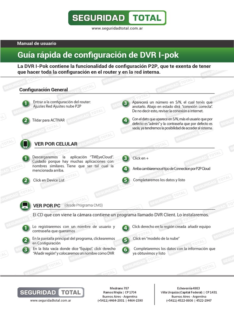 Guia Rapida DVR Ipok PDF | PDF | De igual a igual | Computación en la nube