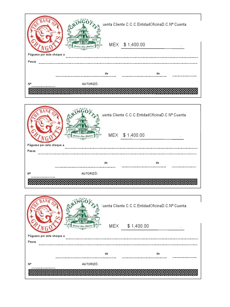 Formato de Cheques | PDF | Peso mexicano | Monedas de las Américas