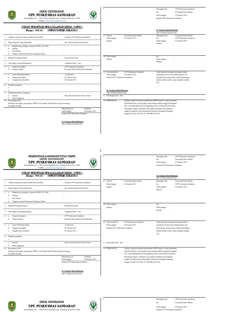Contoh Form SPPD | PDF
