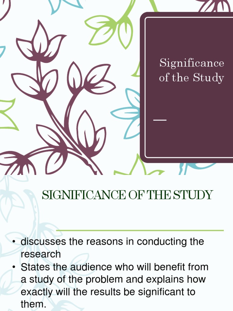 Importance of Study Significance | PDF