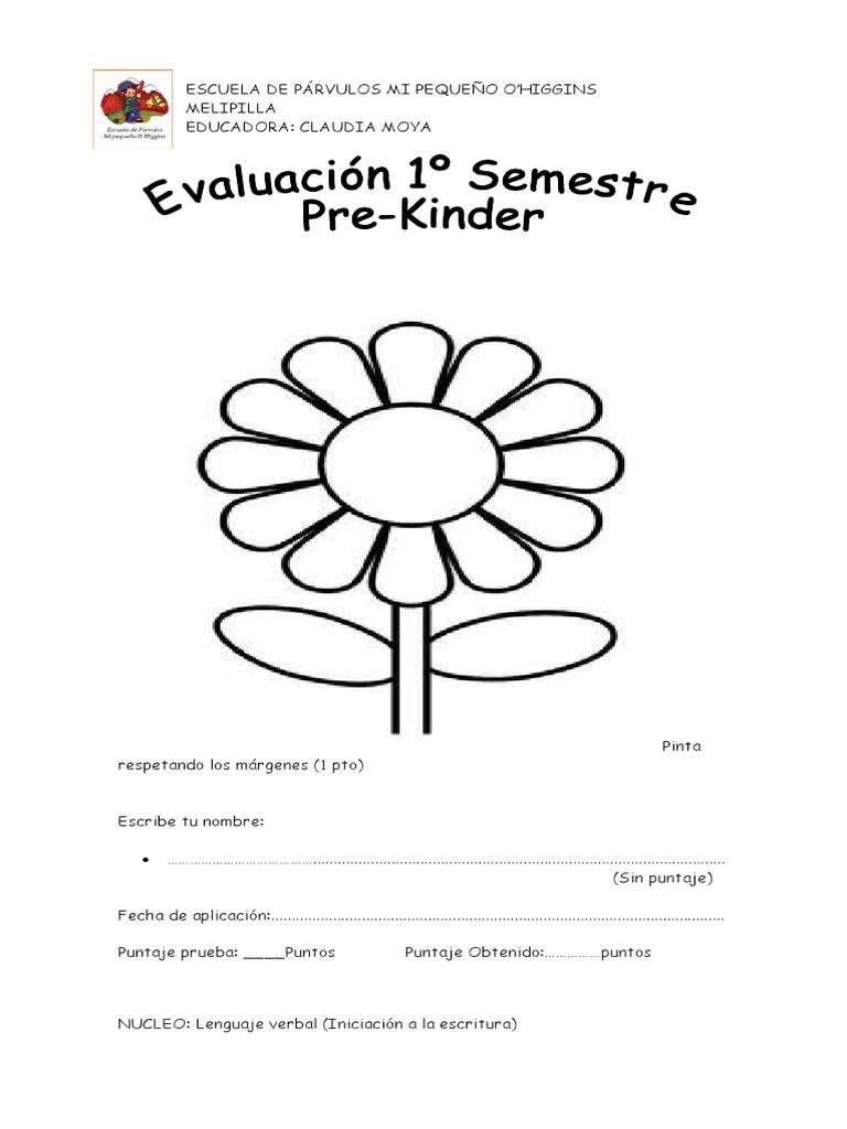 Evaluacion Pre Kinder | PDF | Enseñanza de matemática
