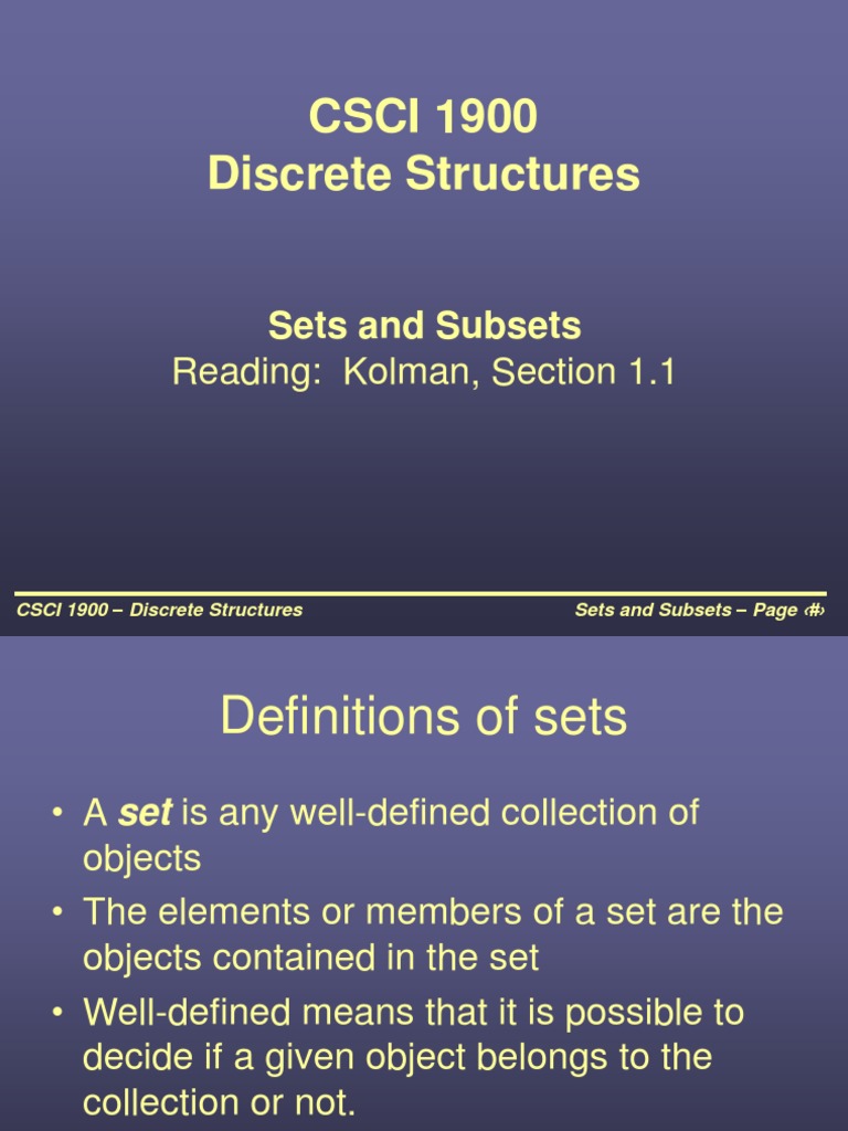 Sets Subsets | PDF | Set (Mathematics) | Mathematical Logic