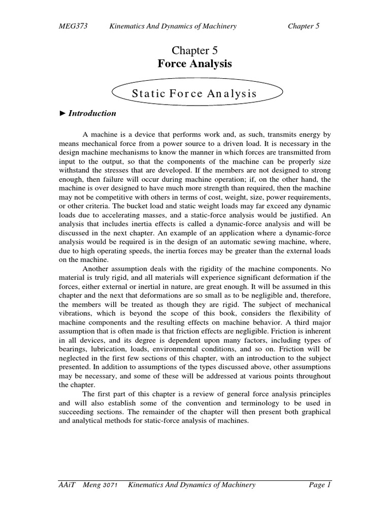 Static Force Analysis in Machinery | PDF | Machines | Force